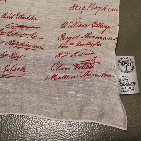 Red Script Declaration of Independence Scarf 250th Anniversary Edition ...