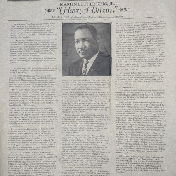 Martin Luther King I Have A Dream Speech on Parchment Paper – National ...