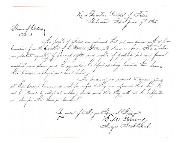 Juneteenth General Order No. 3 Reproduction – National Archives Store